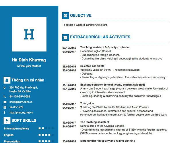 #9555 Mẫu CV A Final year student thiết kế chuẩn nhất 2025 bởi Hà