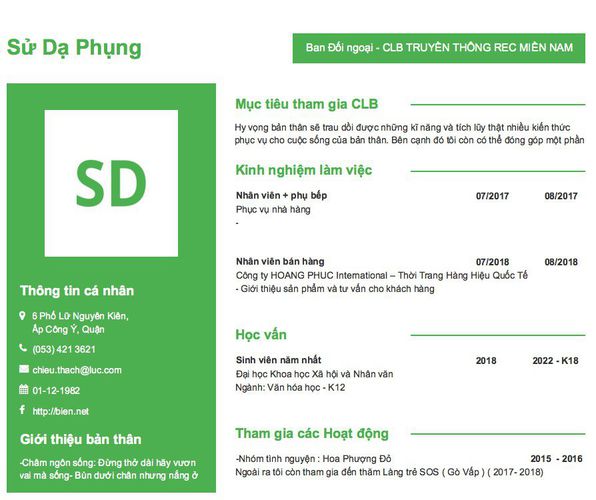 #16888 Mẫu CV Ban Đối ngoại - CLB TRUYỀN THÔNG REC MIỀN NAM thiết kế ...