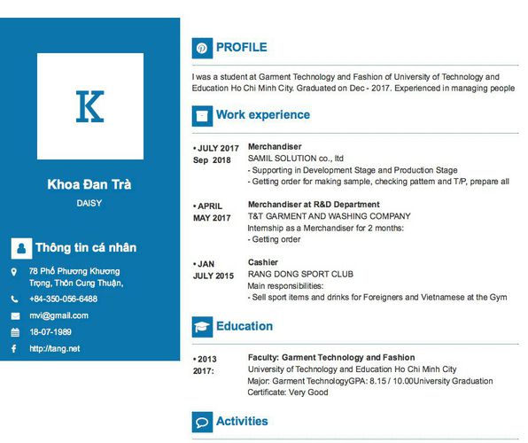 #4557 Mẫu CV DAISY thiết kế chuẩn nhất 2025 bởi Khoa