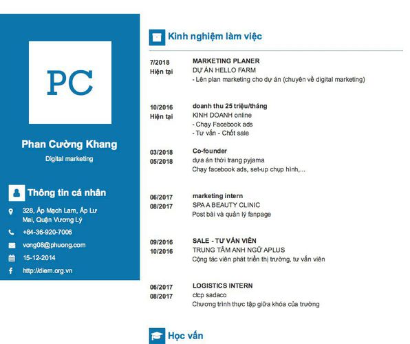 #14835 Mẫu CV Digital marketing thiết kế chuẩn nhất 2025 bởi Phan C