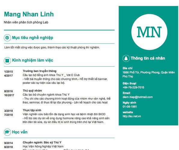 #12974 Mẫu CV Nhân viên phân tích phòng Lab thiết kế chuẩn nhất 2025 ...