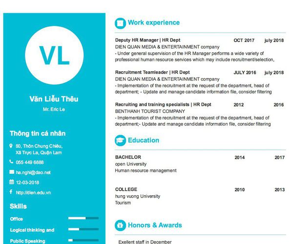#661 Mẫu CV Mr. Eric Le thiết kế chuẩn nhất 2024 bởi Văn L