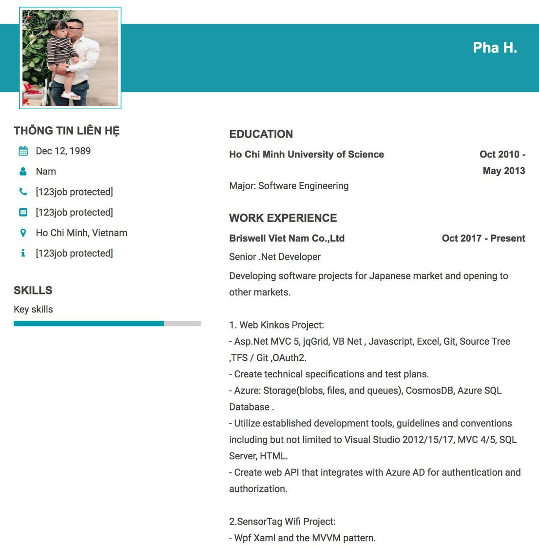 #28701 Mẫu CV senior .net developer thiết kế chuẩn nhất 2025 bởi Pha H