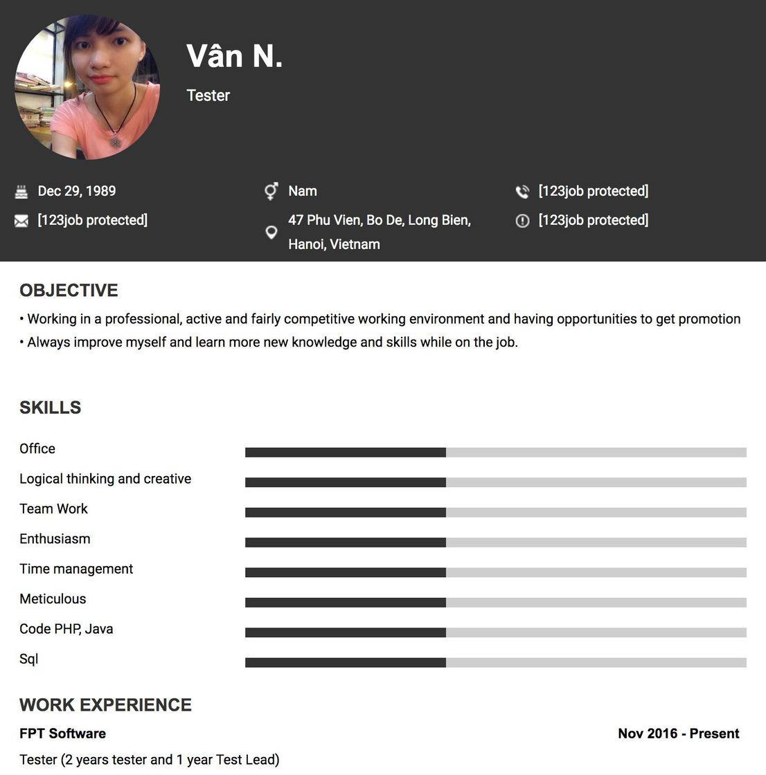 #28099 Mẫu CV tester thiết kế chuẩn nhất 2025 bởi Vân N