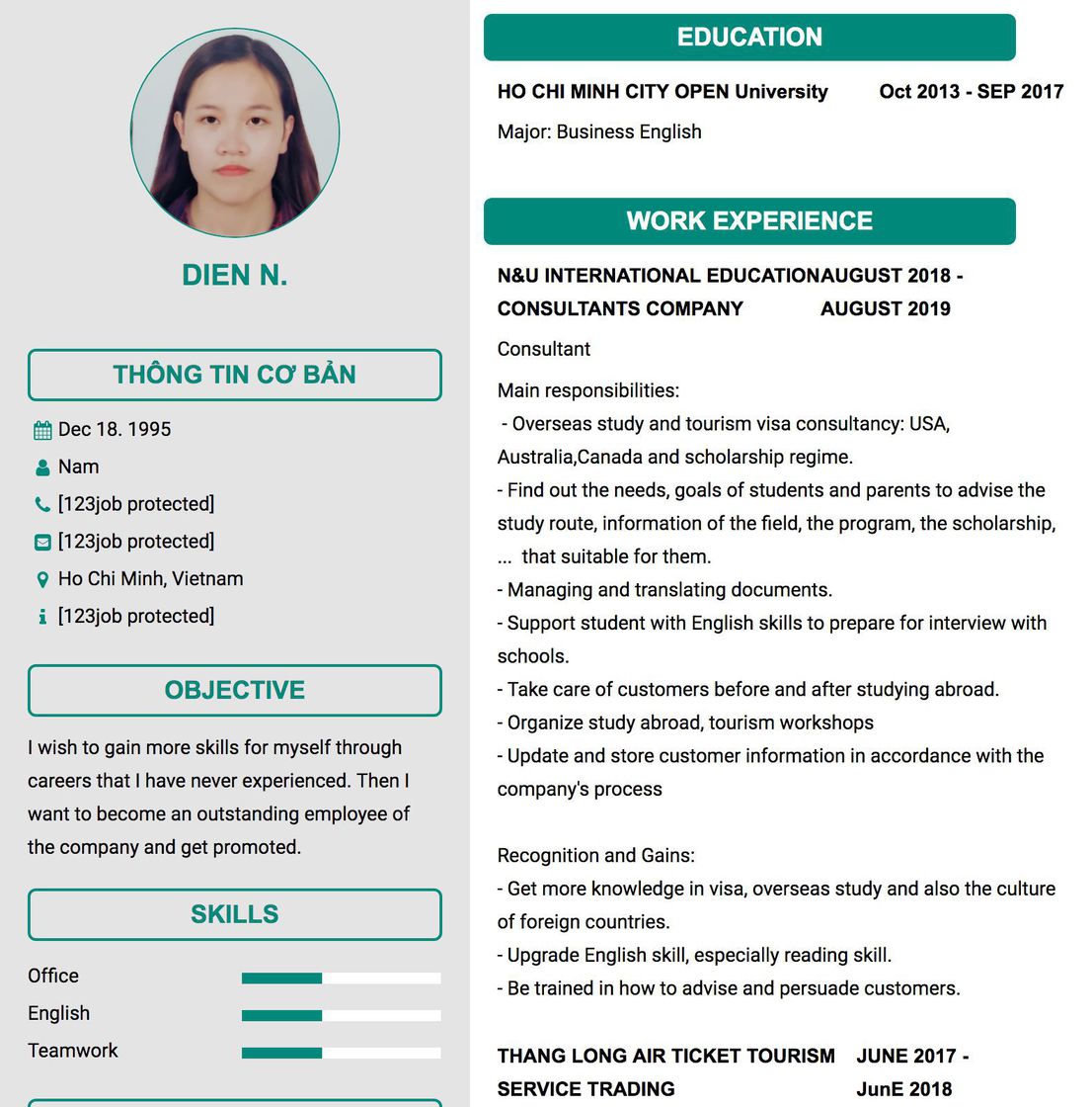 #26357 Mẫu CV consultant thiết kế chuẩn nhất 2025 bởi DIEN N