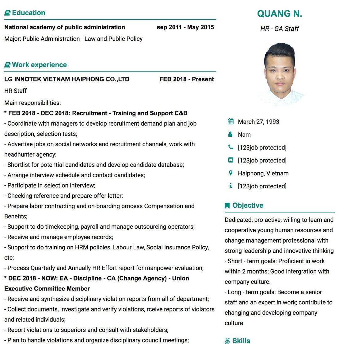 #24916 Mẫu CV hr - ga staff thiết kế chuẩn nhất 2025 bởi quang N