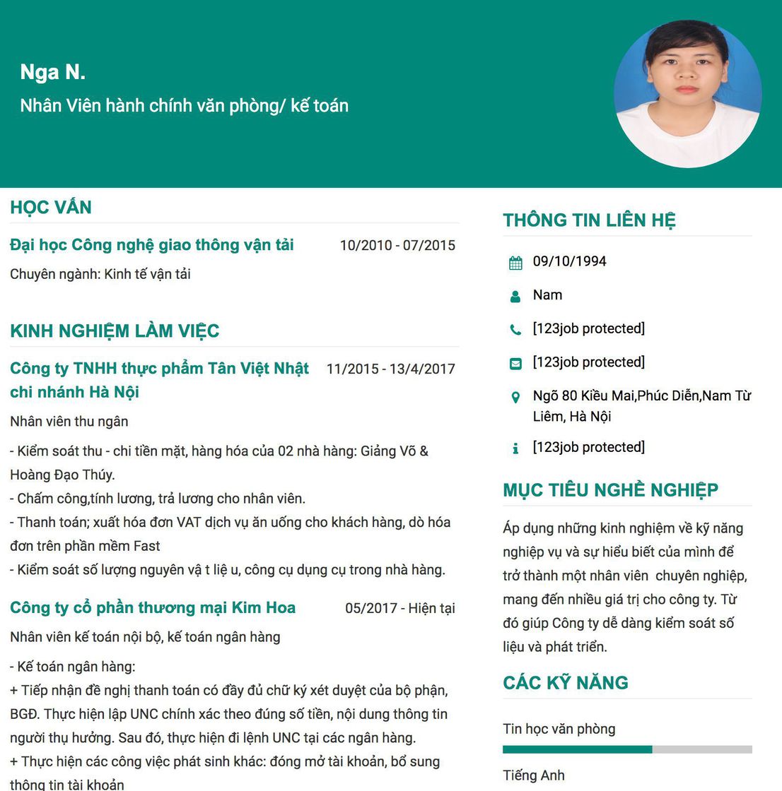 #26002 Mẫu CV nhân viên hành chính văn phòng/ kế toán thiết kế chuẩn ...