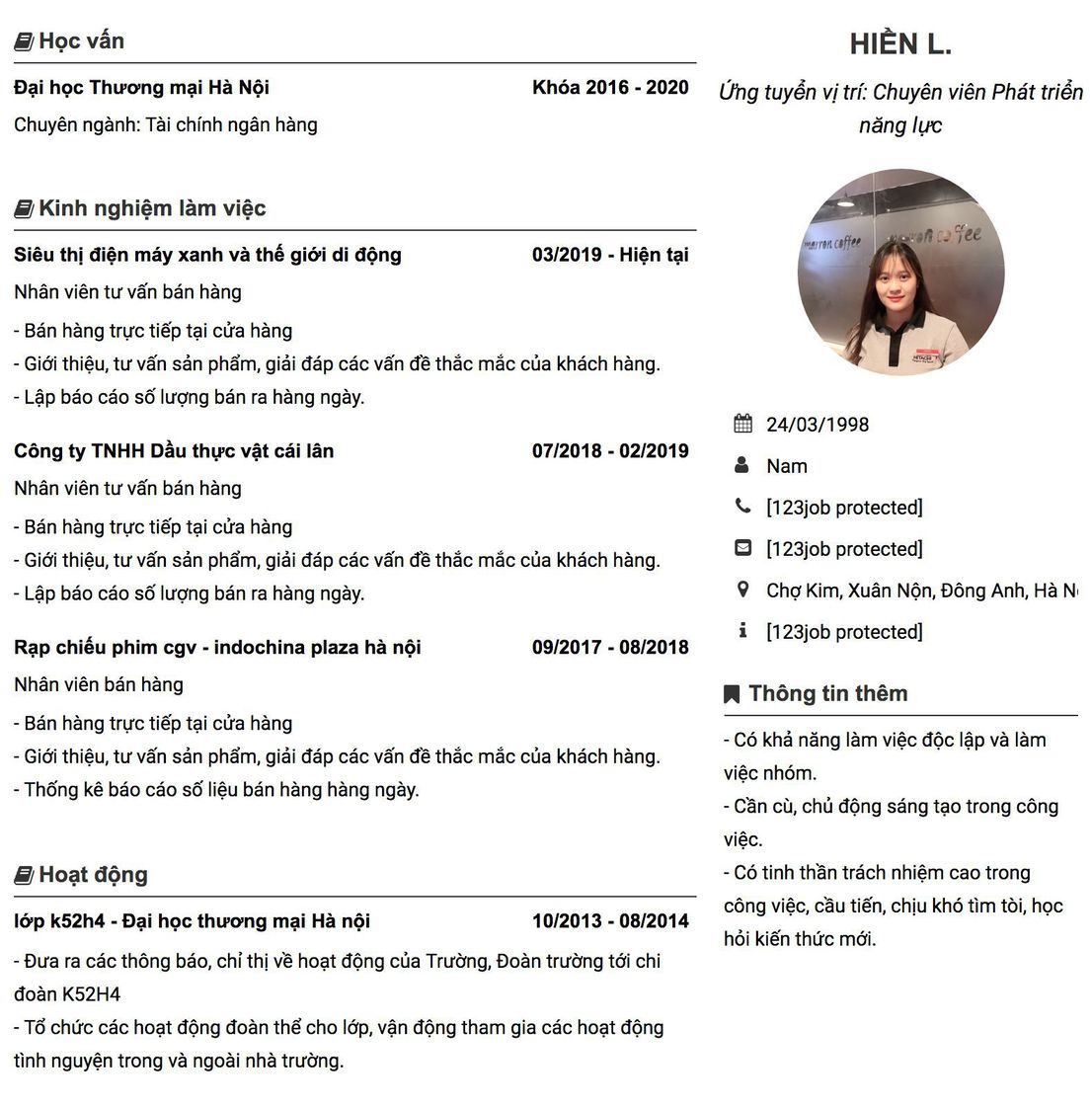 #26813 Mẫu CV chuyên viên phát triển năng lực thiết kế chuẩn nhất 2025 bởi Hiền L