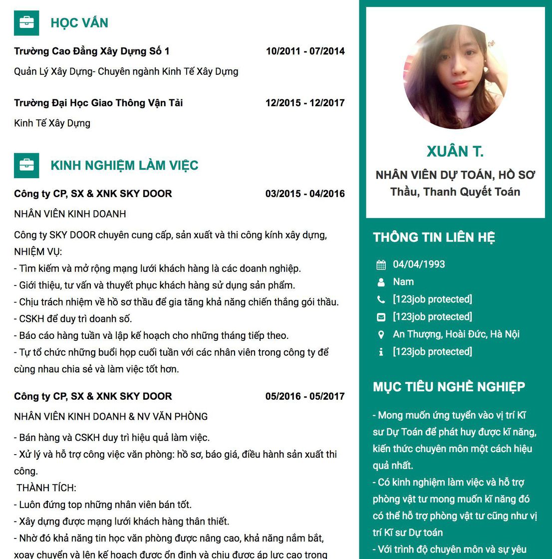 #25391 Mẫu CV nhân viên dự toán, hồ sơ thầu, thanh quyết toán thiết kế ...