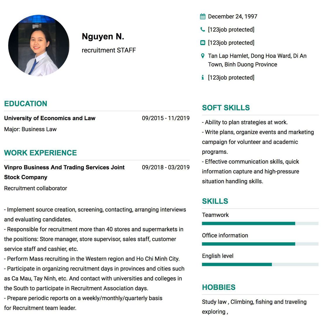 #24873 Mẫu CV recruitment staff thiết kế chuẩn nhất 2025 bởi Nguyen N