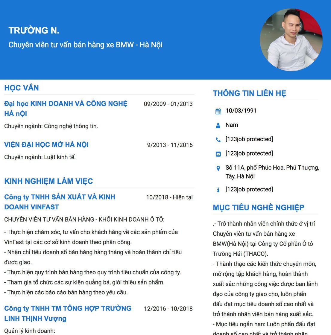 #27388 Mẫu CV chuyên viên tư vấn bán hàng xe bmw - hà nội thiết kế ...