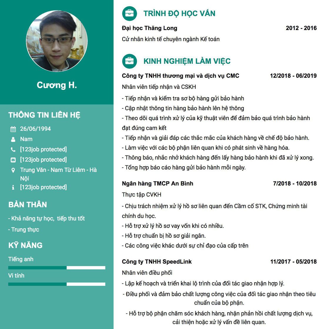 #26201 Mẫu CV nhân viên tiếp nhận và cskh thiết kế chuẩn nhất 2025 bởi ...