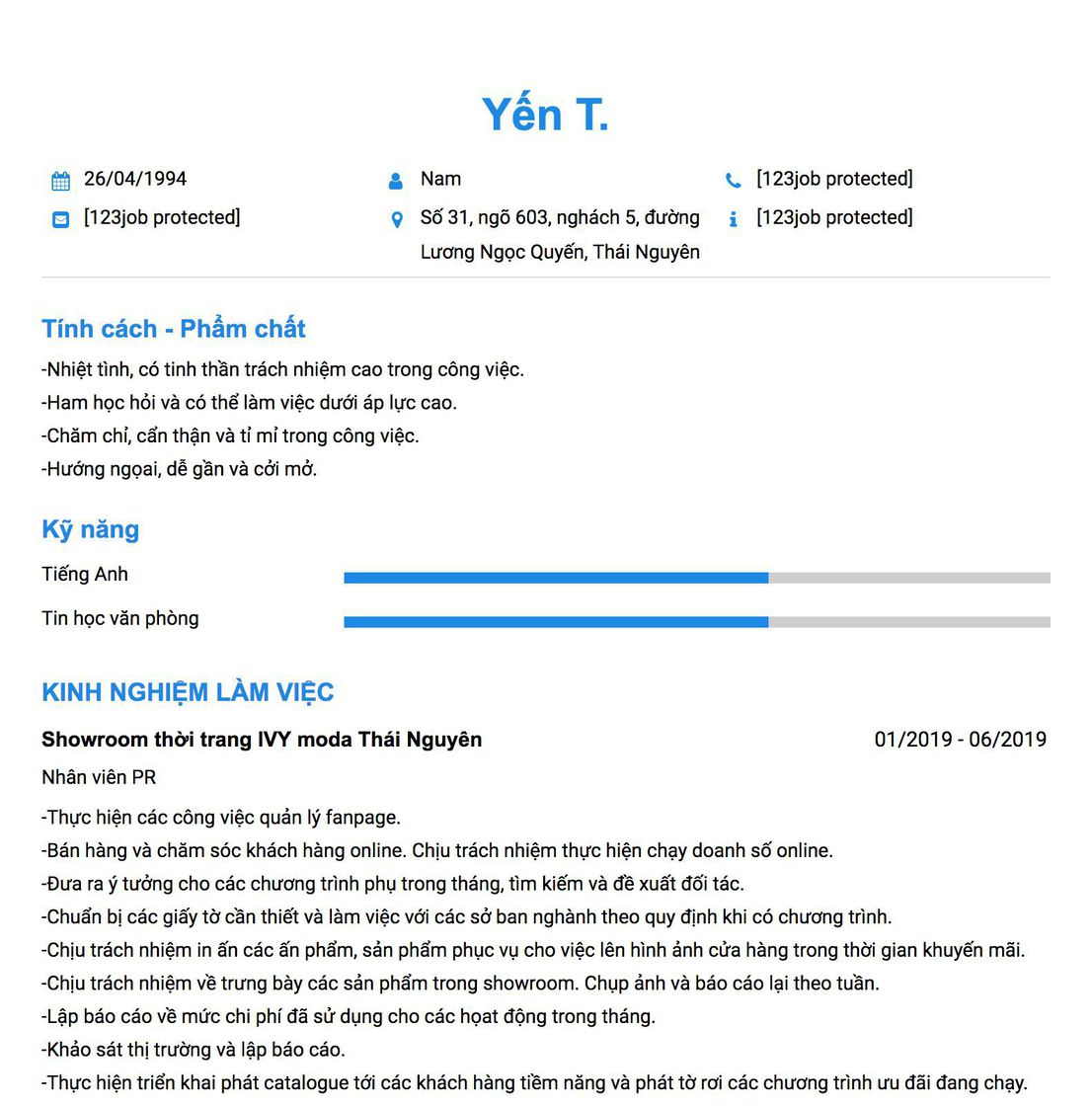 #28008 Mẫu CV nhân viên pr thiết kế chuẩn nhất 2025 bởi Yến T