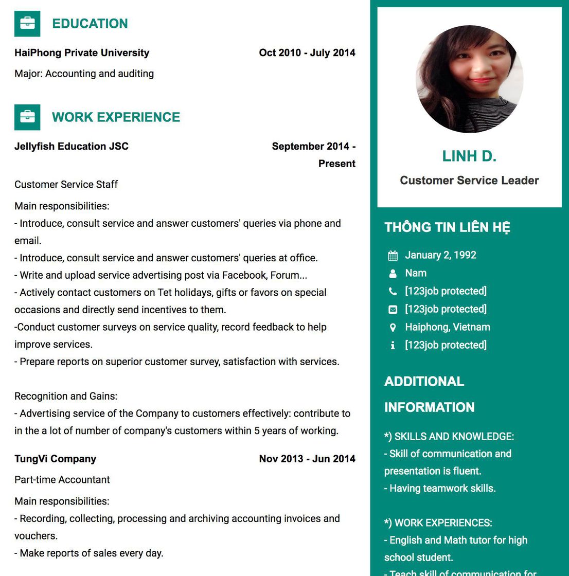 #25959 Mẫu CV customer service leader thiết kế chuẩn nhất 2025 bởi Linh D